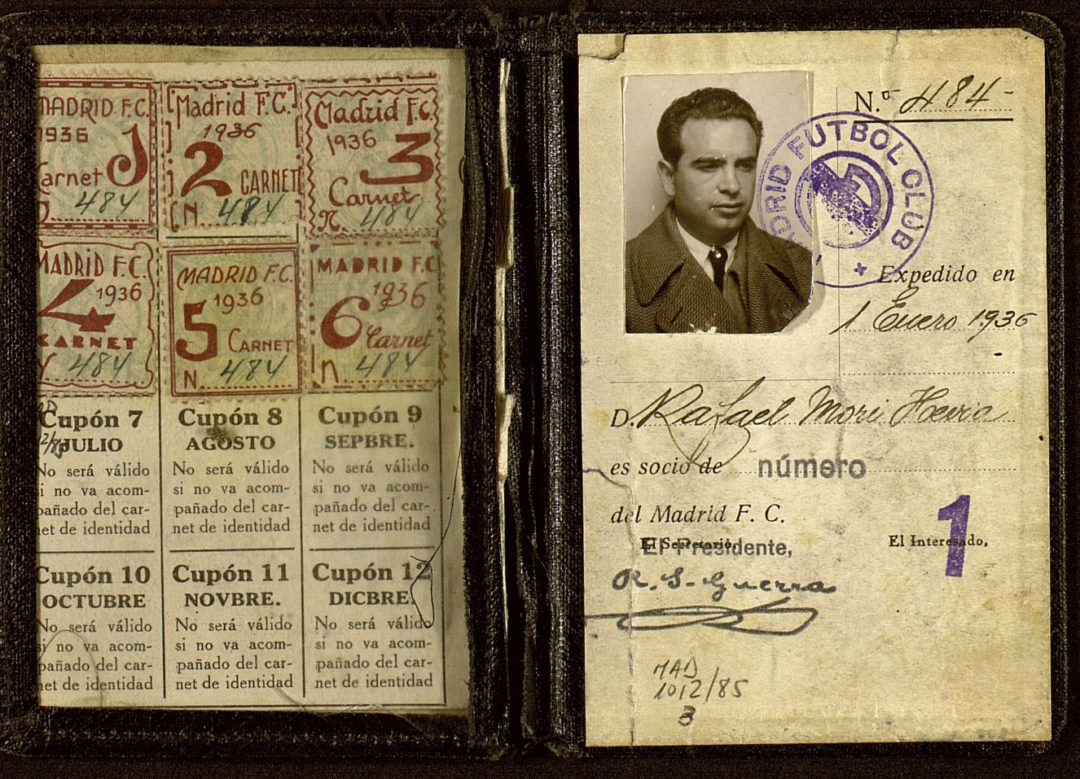 DOCUMENTO INEDITO. CARNET DEL SOCIO 484 DEL MADRID C. F. JULIO 1936 ...